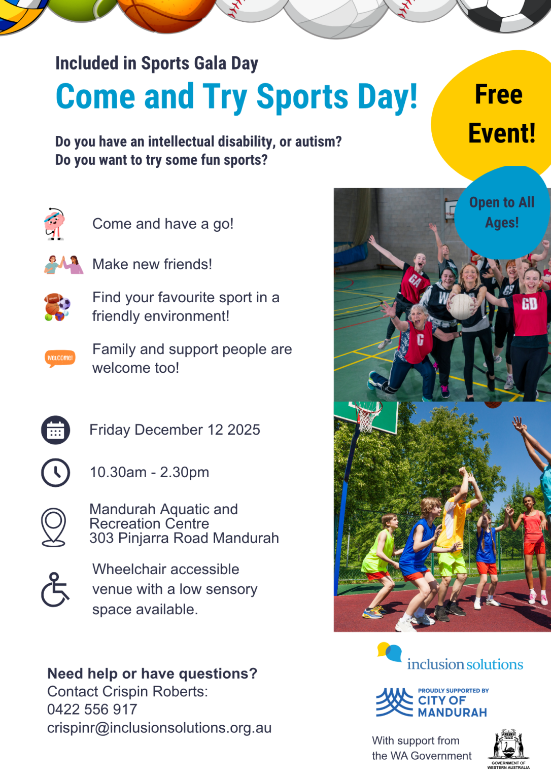 Come and Try Sports Day in Mandurah - Inclusion Solutions